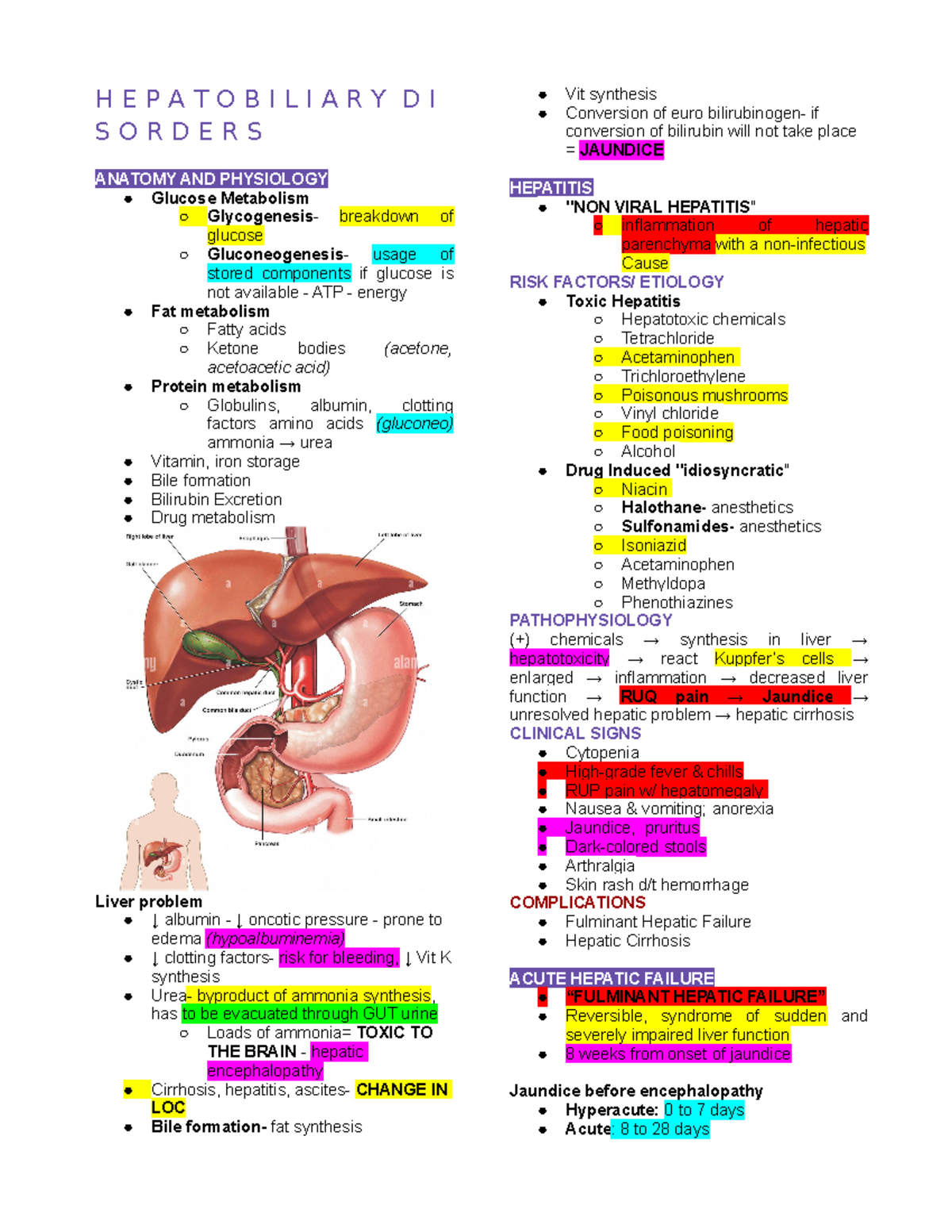 Lecture 4- Hepatobiliary - H E P A T O B I L I A R Y D I S O R D E R S ...