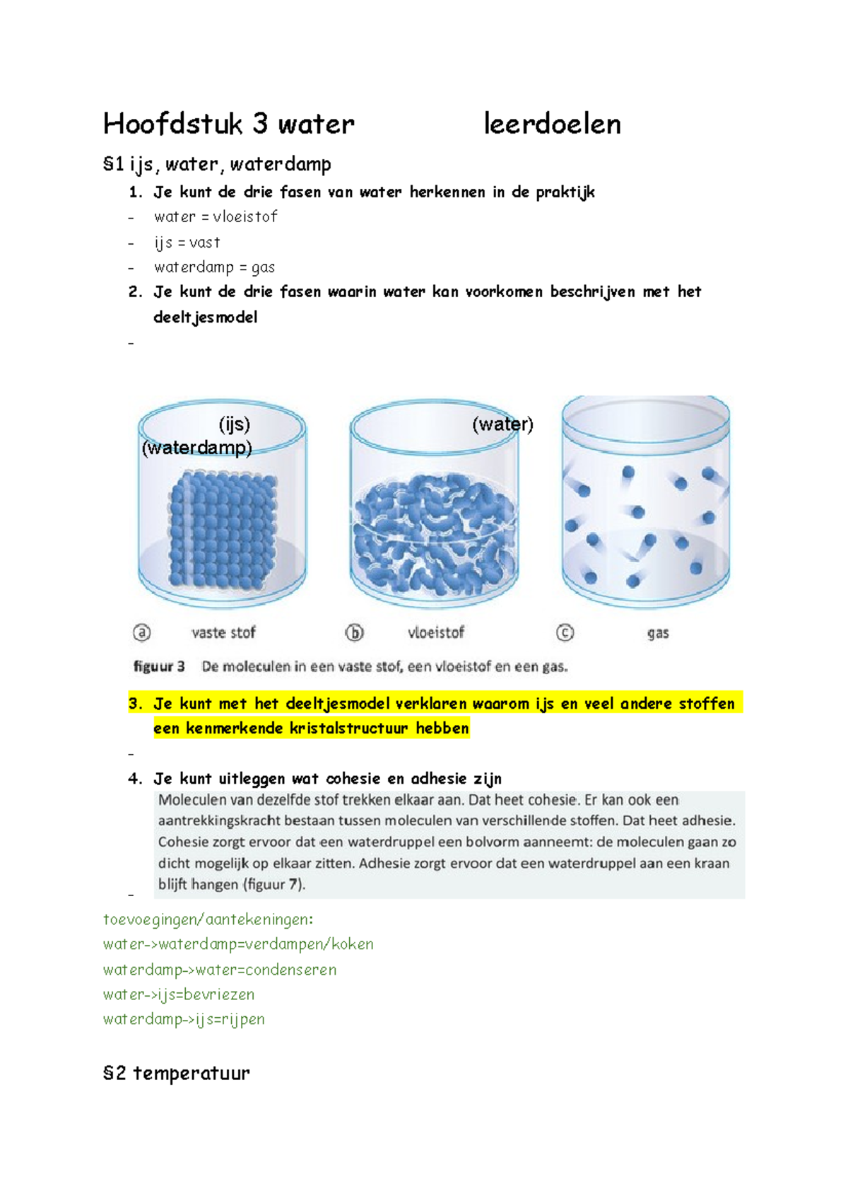 Nat PW hst 3 water - Hoofdstuk 3 water leerdoelen §1 ijs, water ...