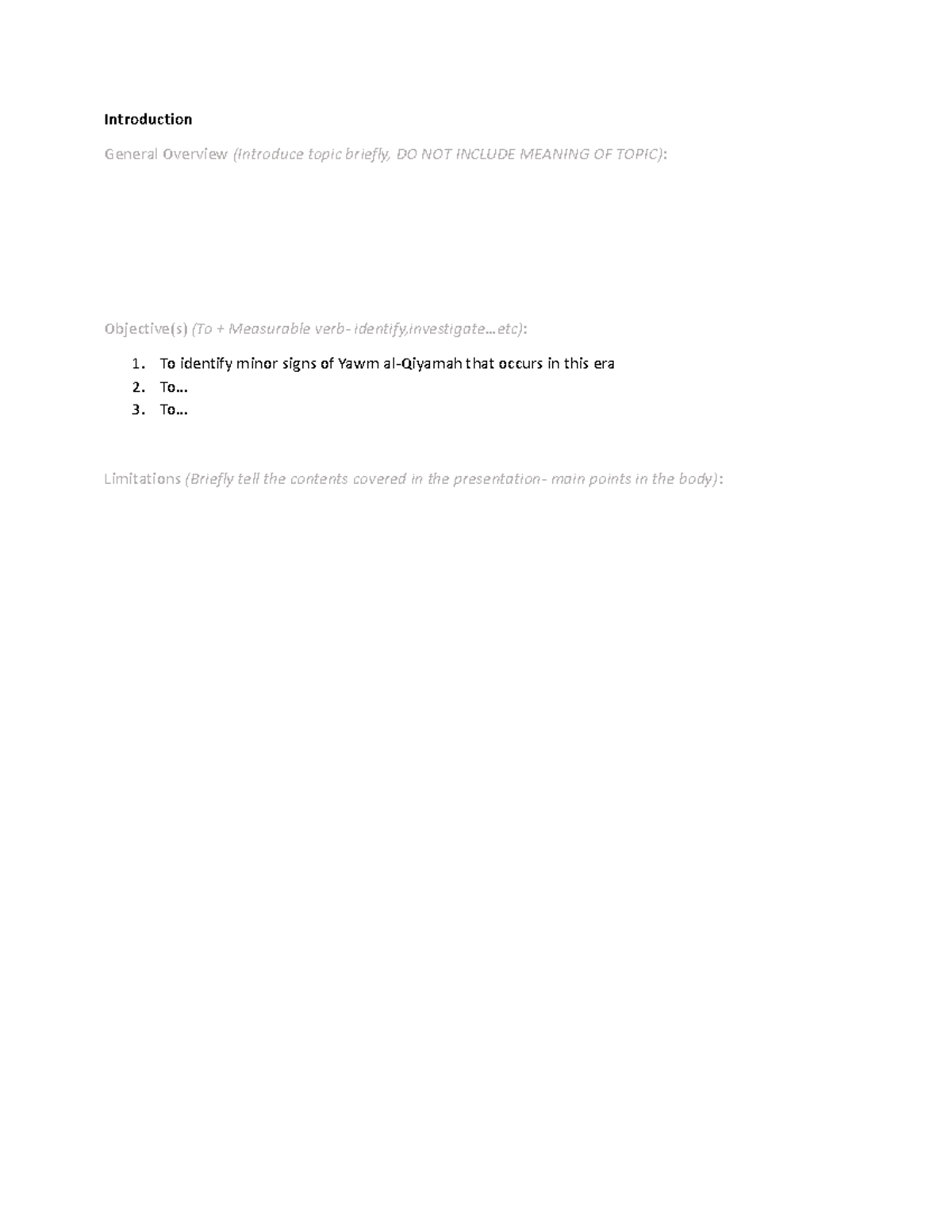 Outline UI Template - Introduction General Overview (Introduce topic ...