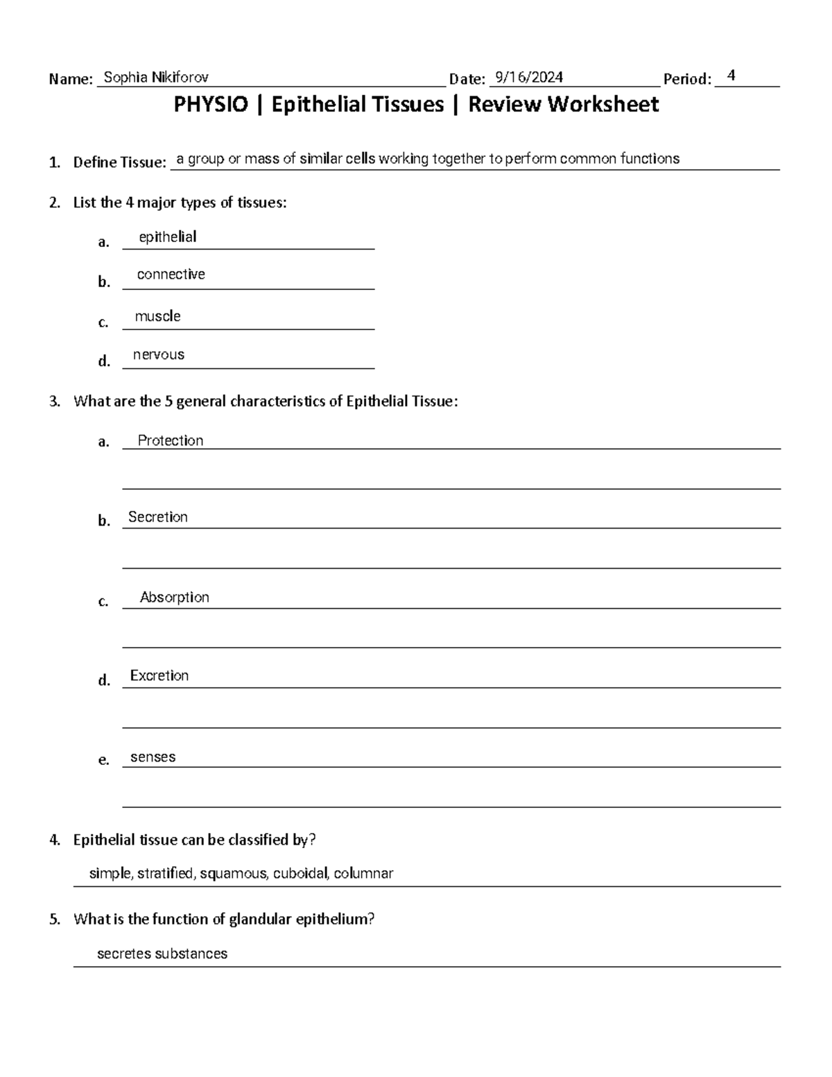 Kami Export - Sophia Nikiforov - Epithelial Tissue Review Worksheet ...
