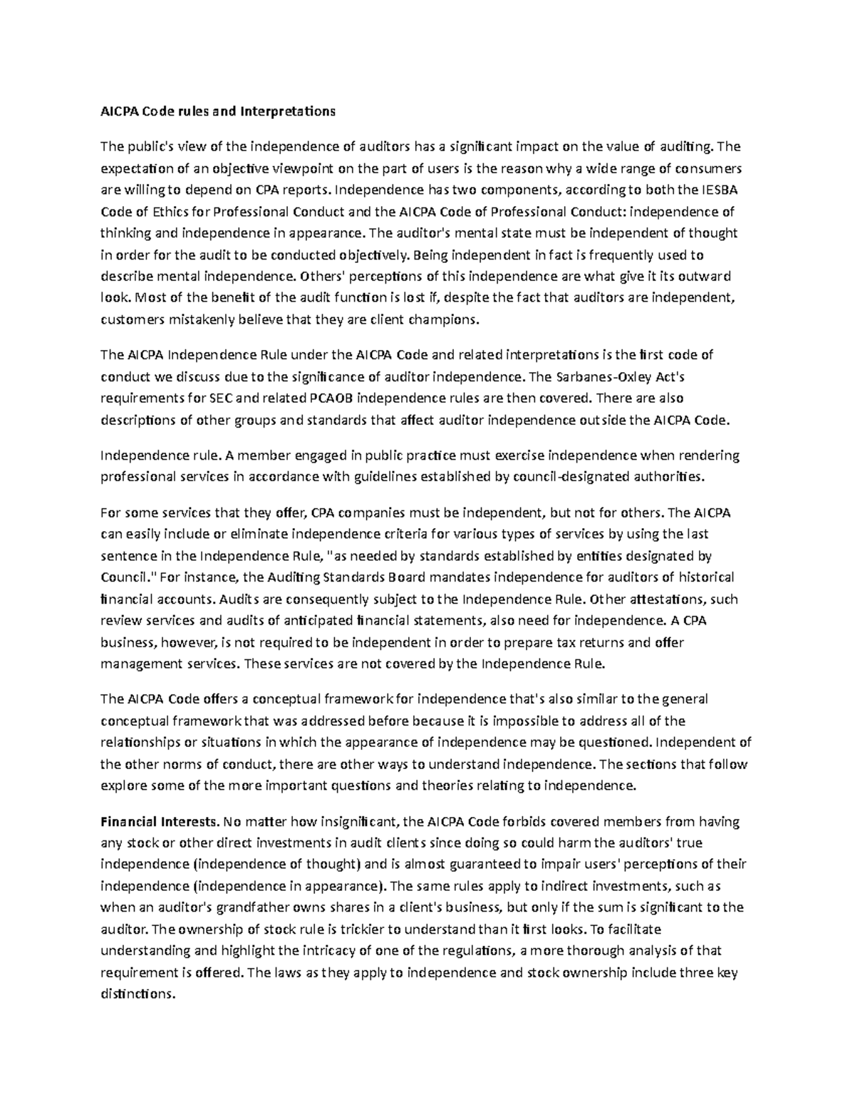 Aicpa Code Rules Interp AICPA Code Rules And Interpretations The