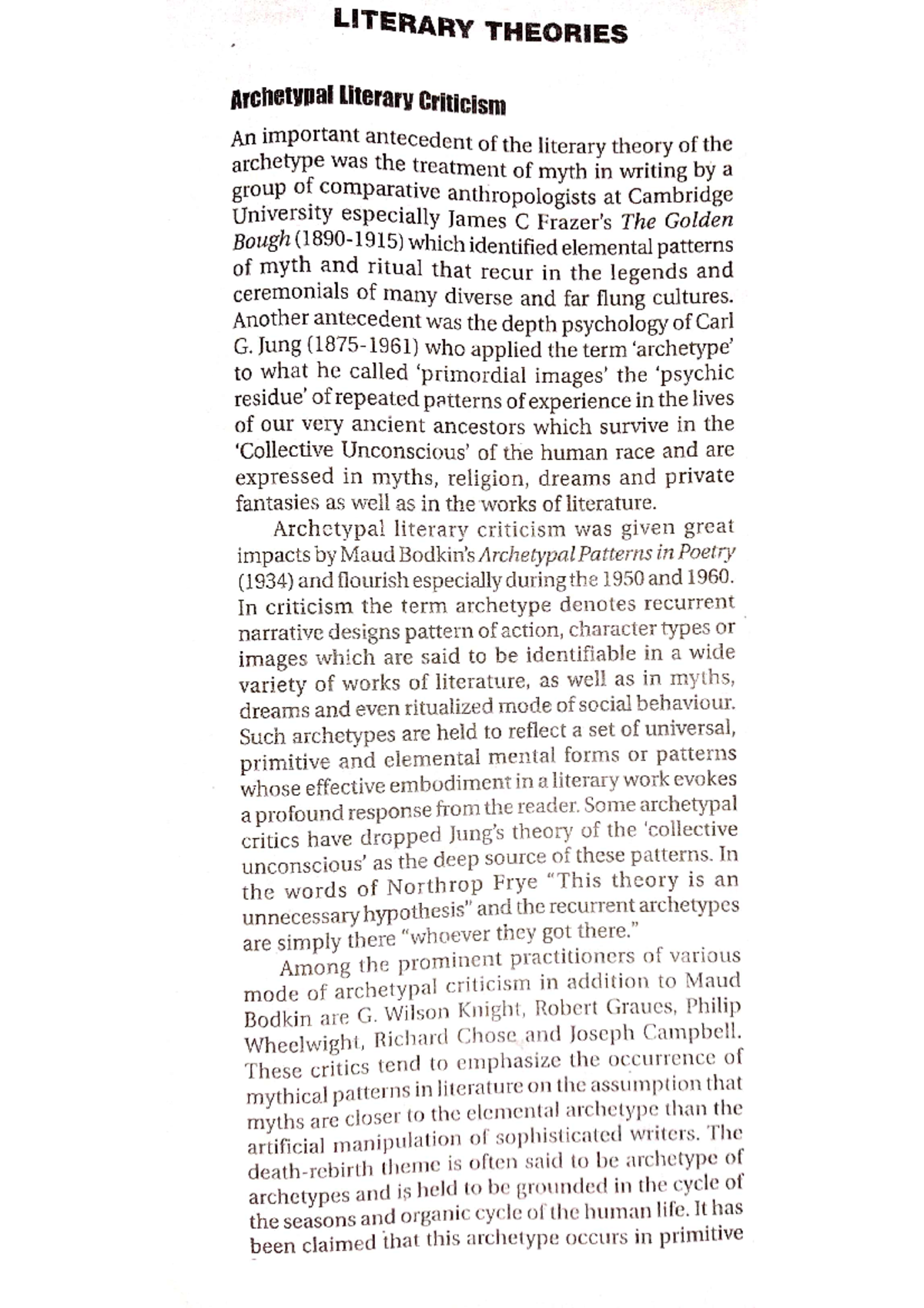 Literary Theories Archetypal AND Dialogic Criticism - MA. English - Studocu