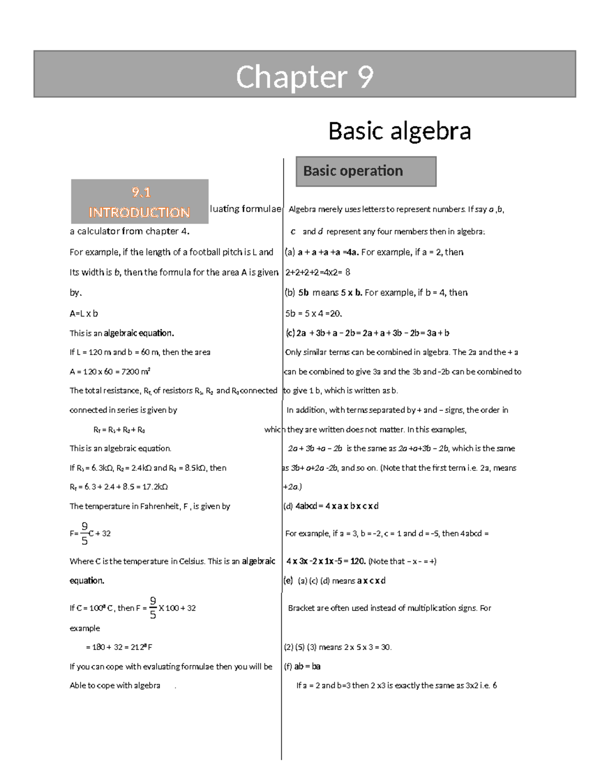Anthony ii maths - Basic algebra We are already familiar with ...