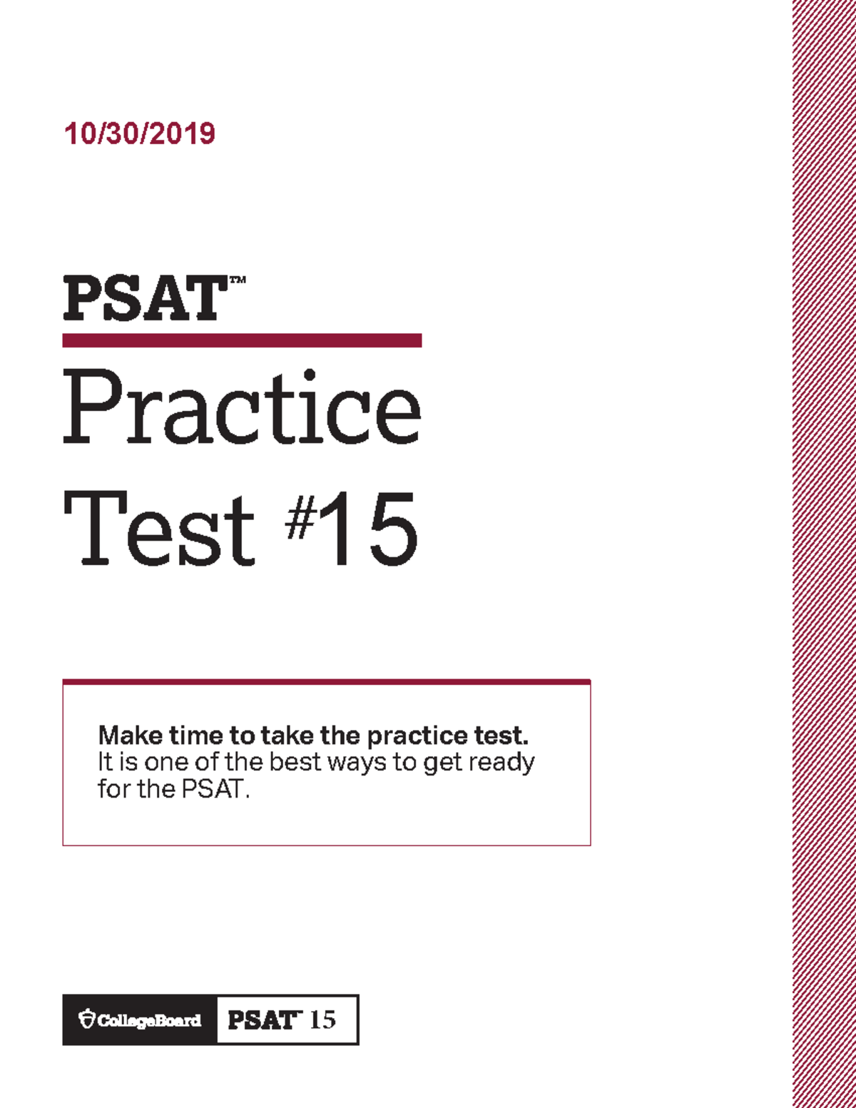 16 PSAT - October 30 2019 - 10/ 30 / PSAT ™ Practice Test 15 ...