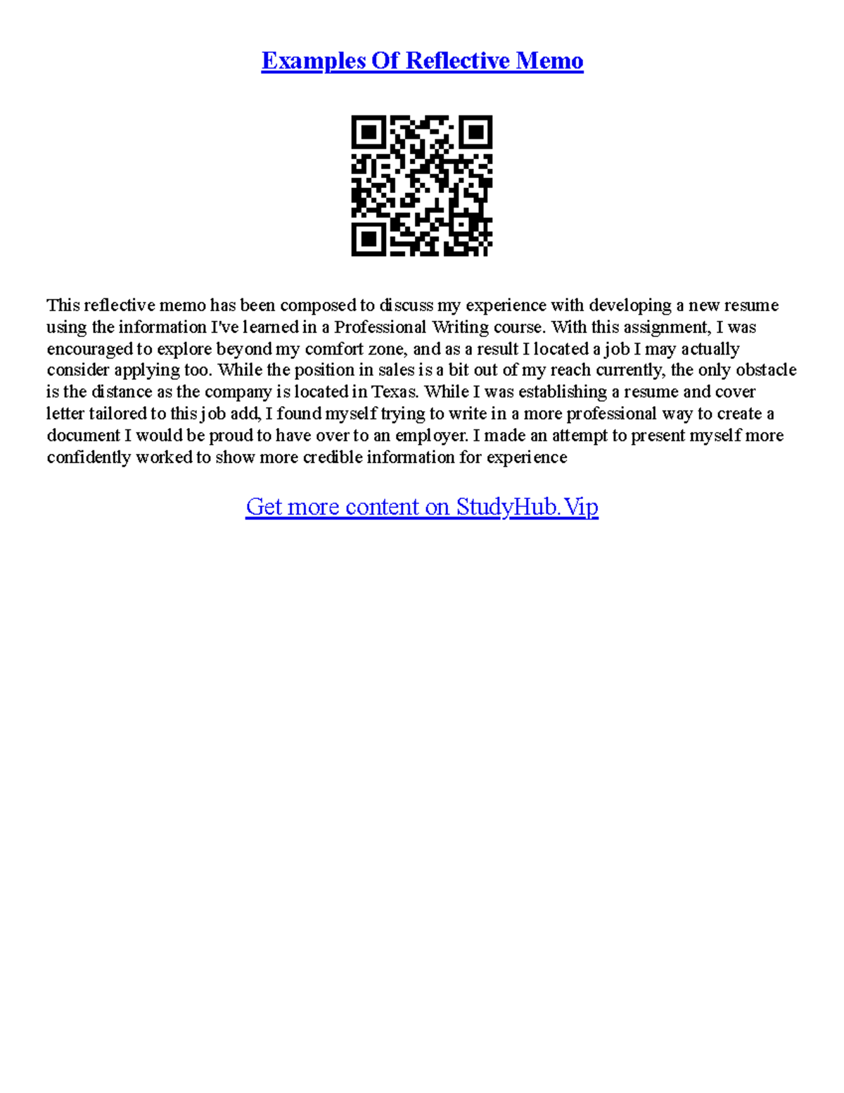 Reflective Essay Sample - Examples Of Reflective Memo This reflective ...