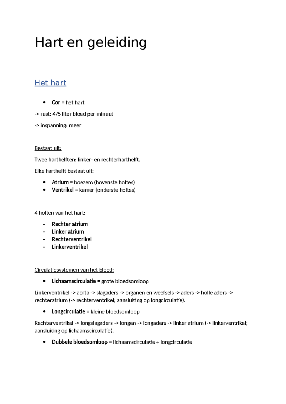 Hart en geleiding - Summary leefstijl gezondheid fysiologie - Hart en ...