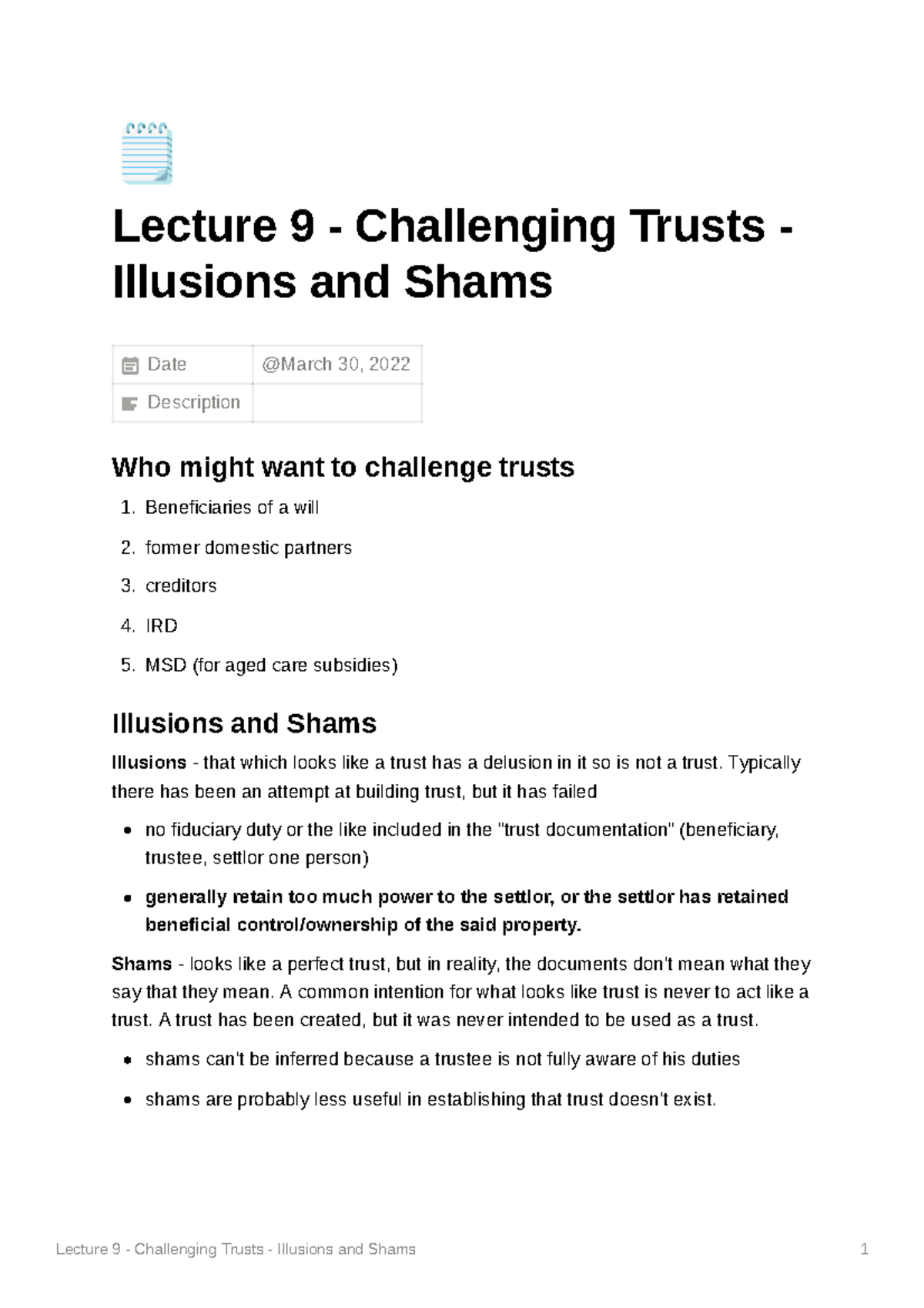 Lecture 9 - Challenging Trusts - Illusions and Shams - 🗒 Lecture 9 ...