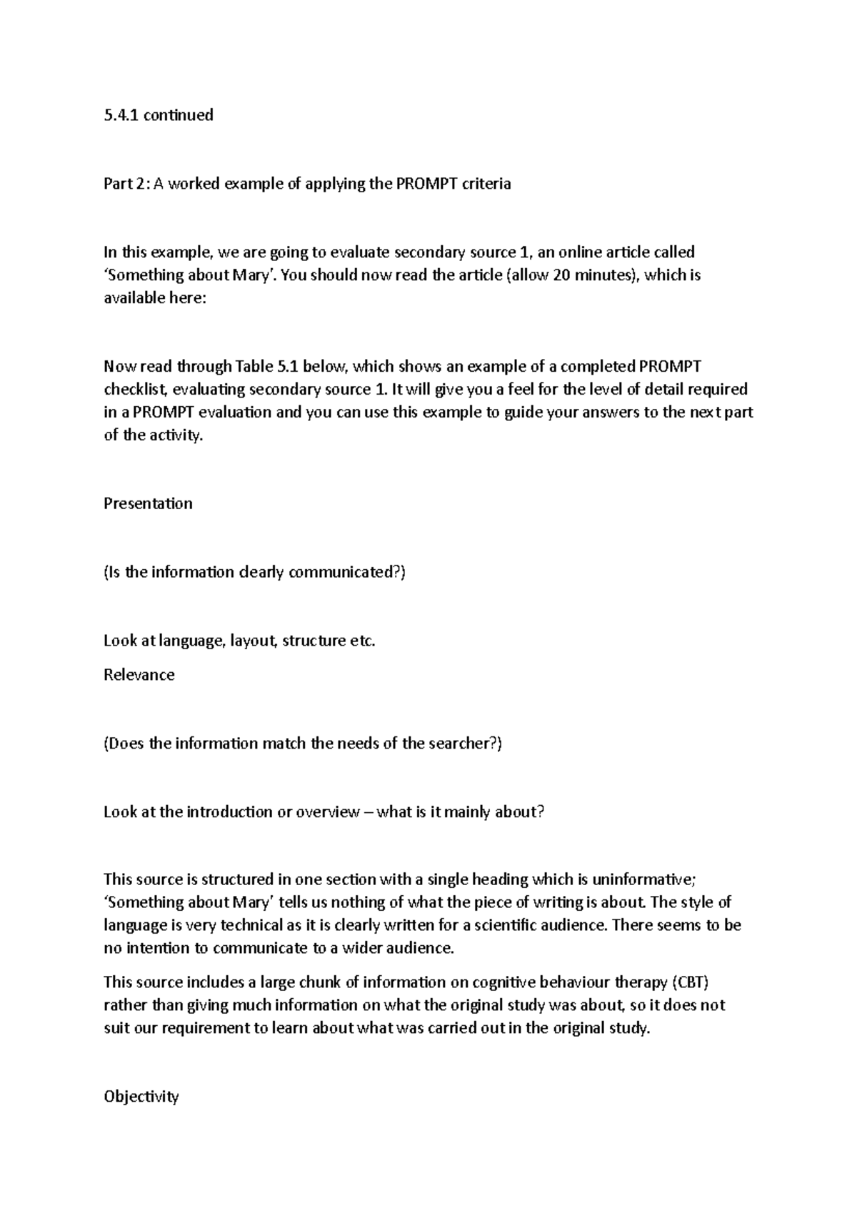 Topic 3 - section 5 - 5.4.1 continued - 5.4 continued Part 2: A worked ...