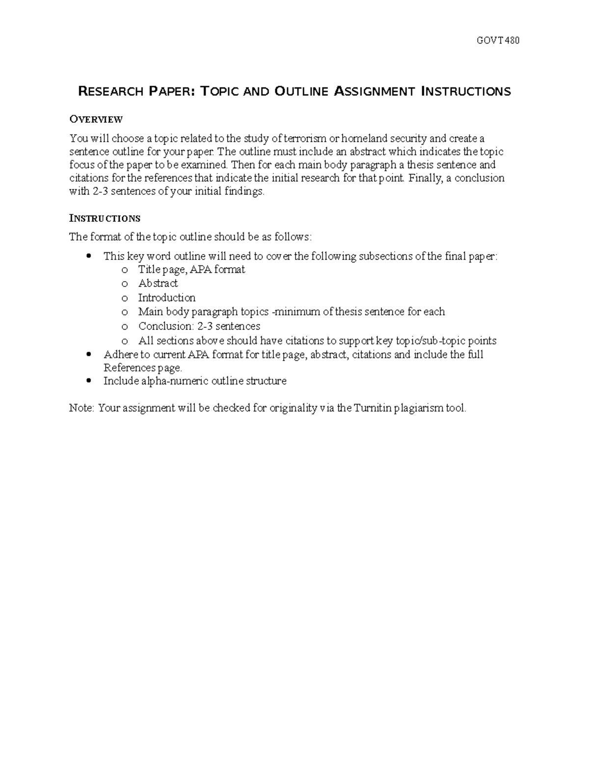 Research Paper Topic and Outline Assignment Instructions - GOVT 480 ...
