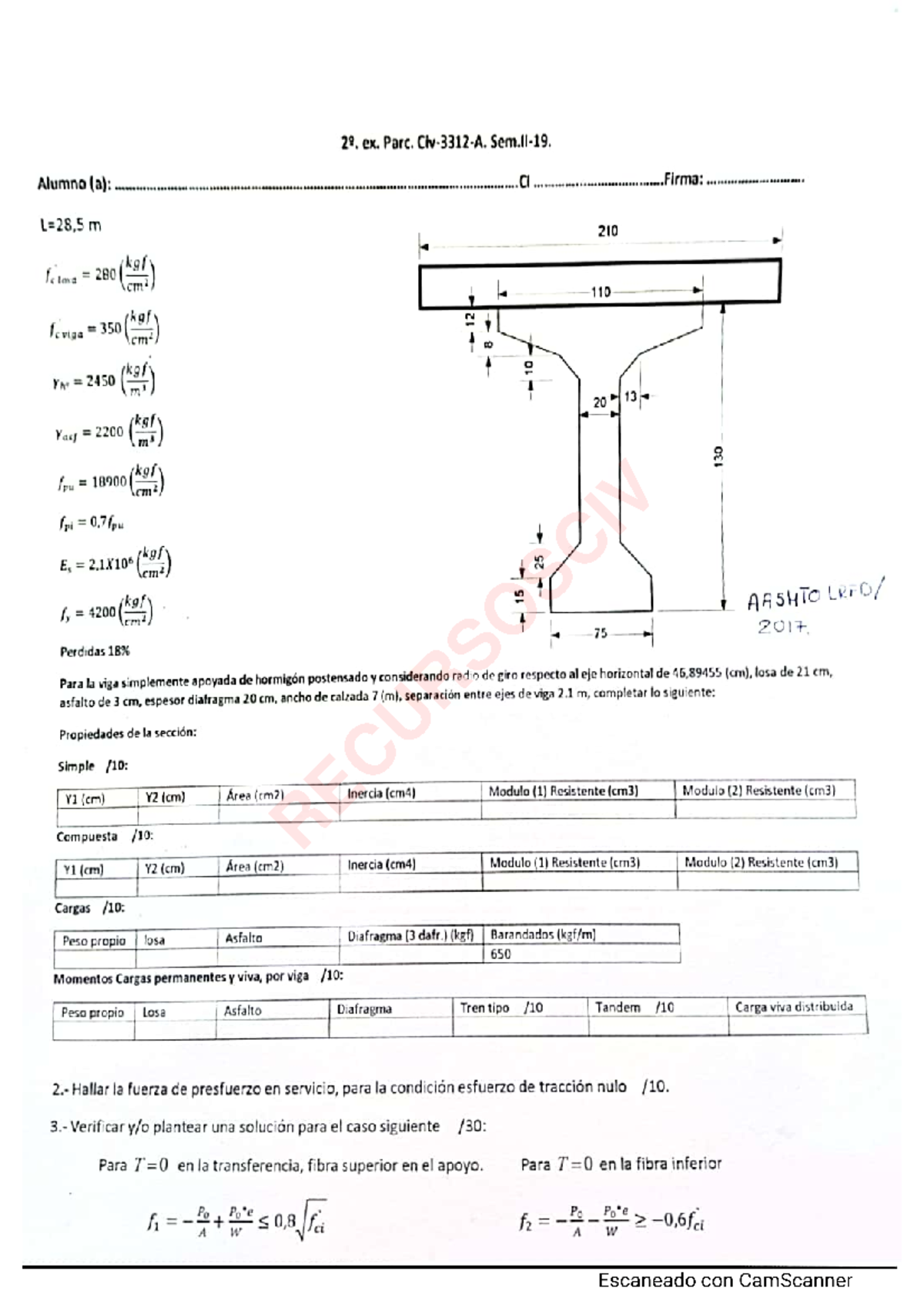 Exámenes 2 - CIV 3312 PUENTES DE CARRERA DE INGENIERIA CIVIL DE LA ...