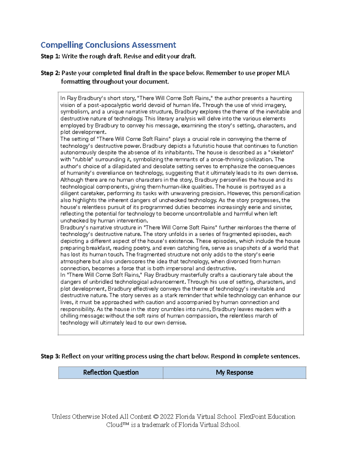 Compelling conclusions assess rubric - Compelling Conclusions ...