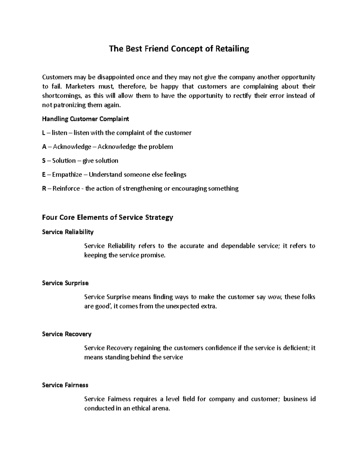 The Best Friend Concept of Retailing - The Best Friend Concept of ...