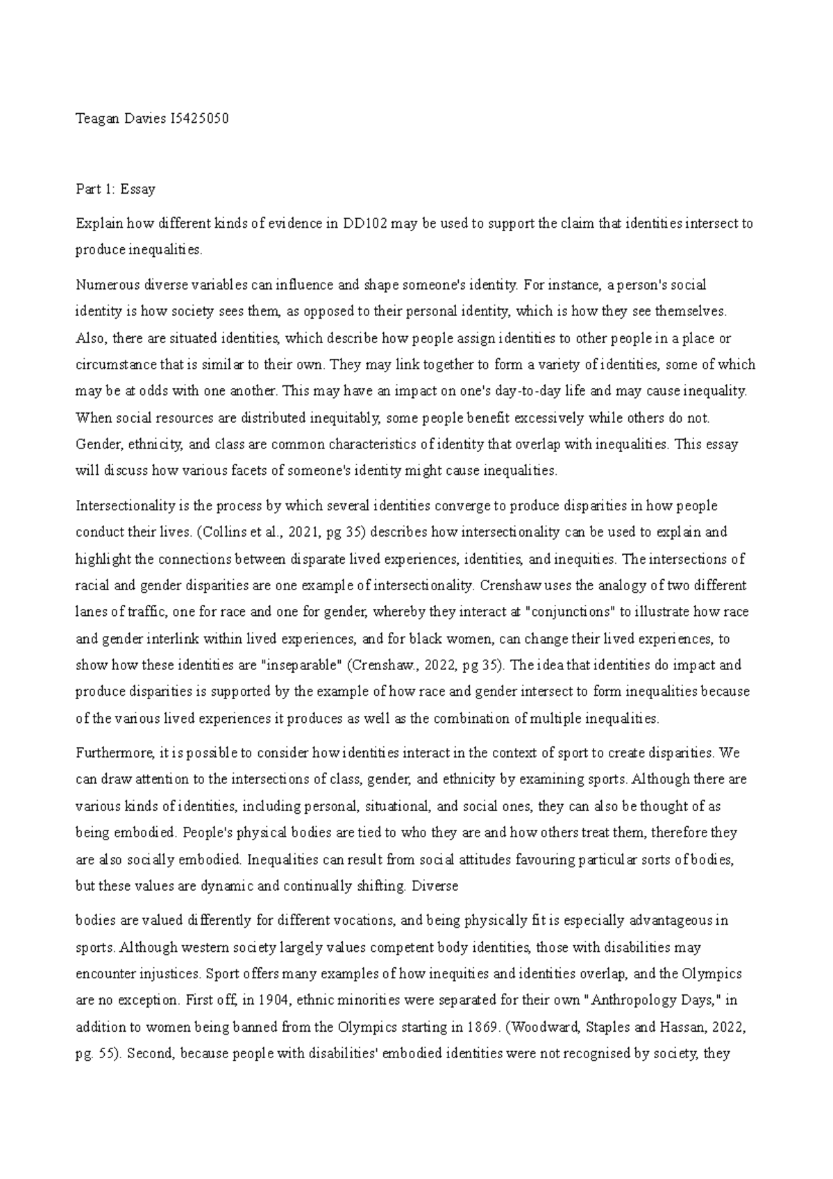 TMA 04 Complete 1 - Full assignment and tutor marked - Teagan Davies I Part 1: Essay Explain how ...