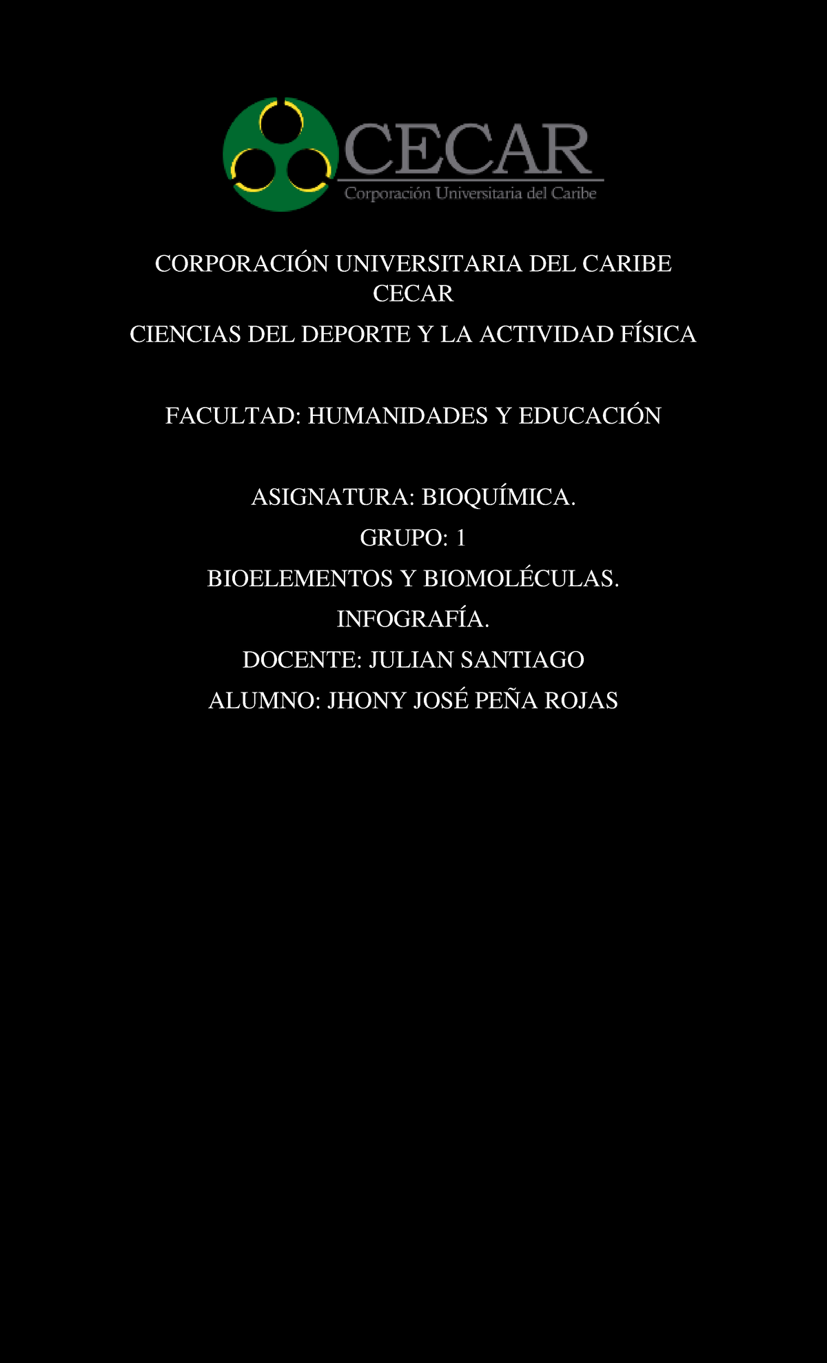 Bioquimica infografia - CORPORACIÓN UNIVERSITARIA DEL CARIBE CECAR ...