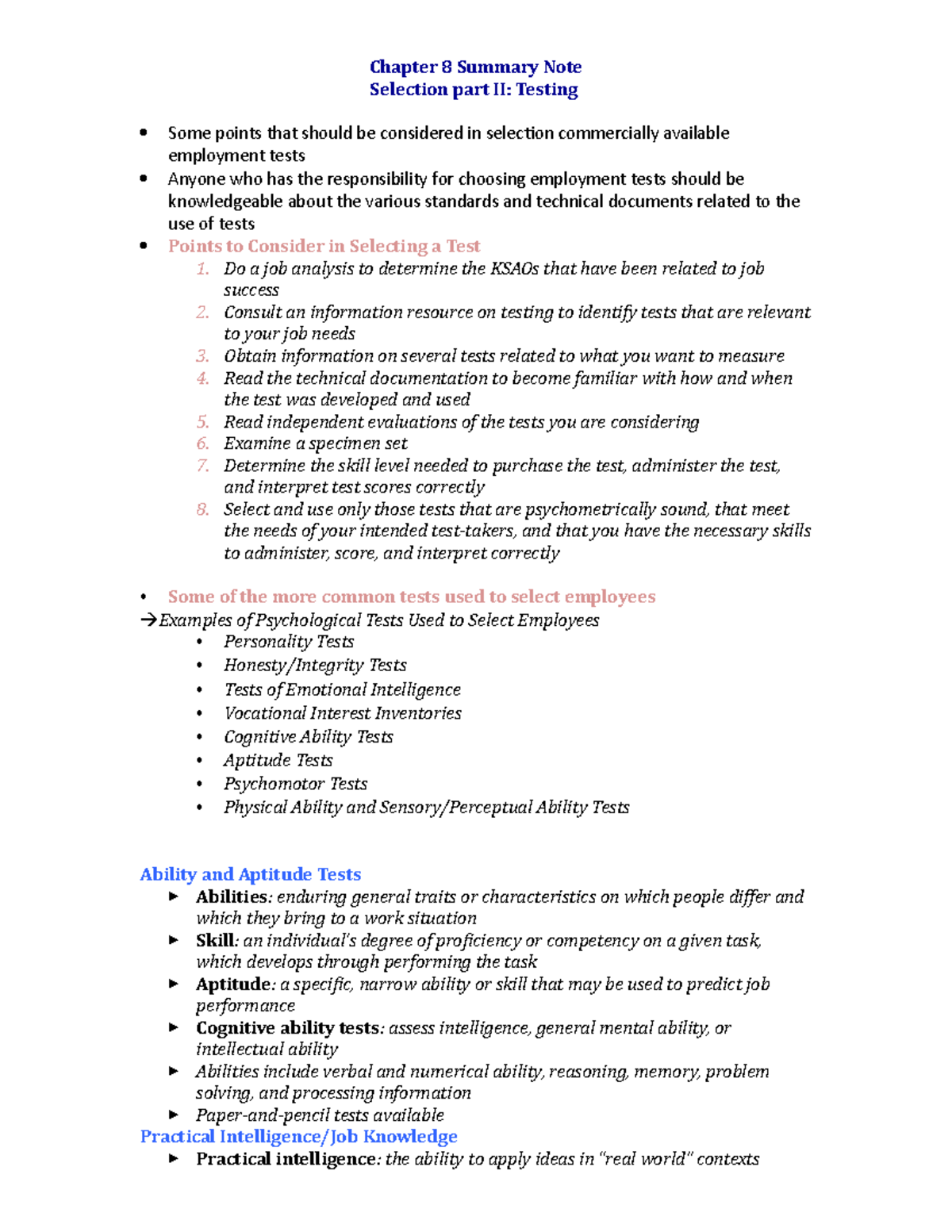 Recruitment and Selection (Staffing) - Summary - CH8 MHR623 - Chapter 8 ...