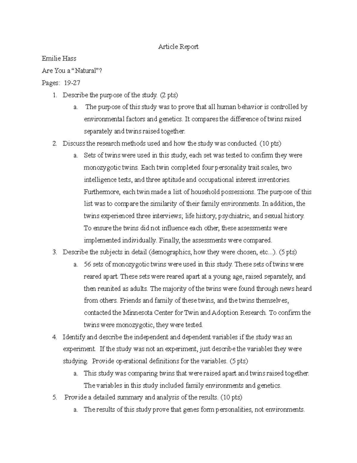 Article Report 1 - Article Report Emilie Hass Are You a “Natural ...