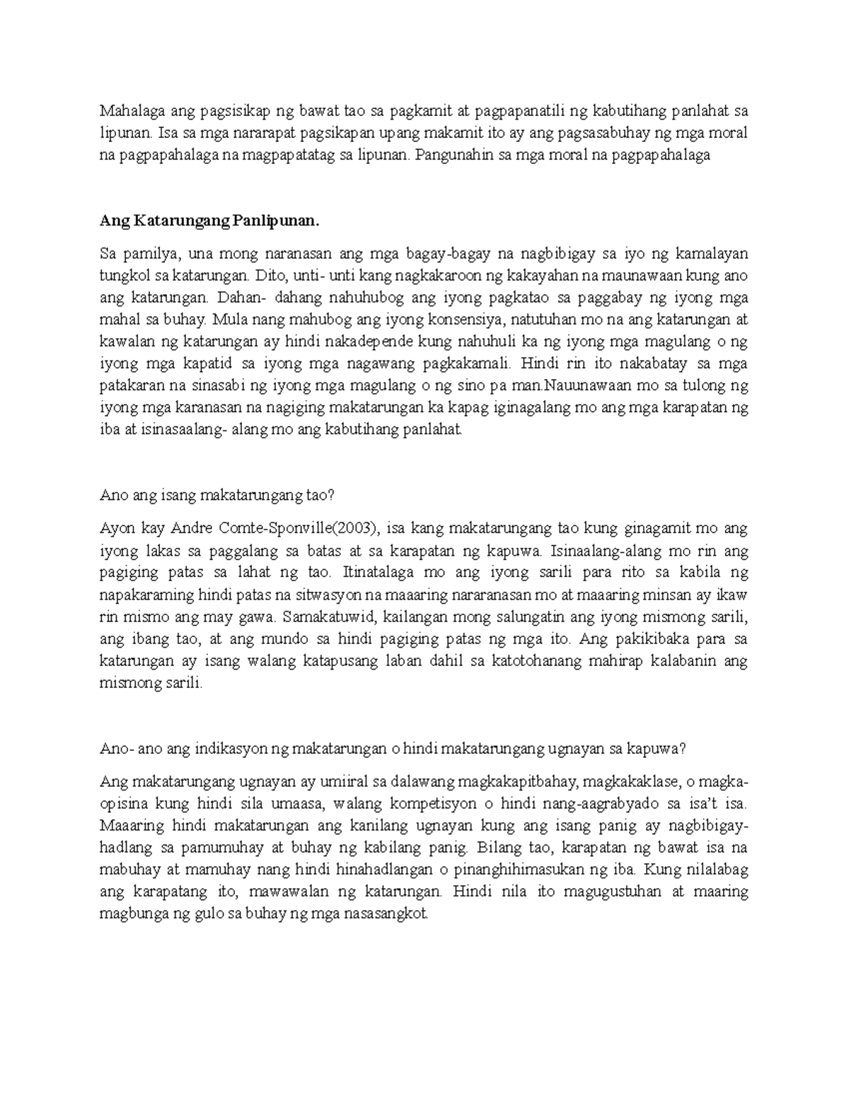 Ang Katarungang Panlipunan. - Mahalaga ang pagsisikap ng bawat tao sa ...