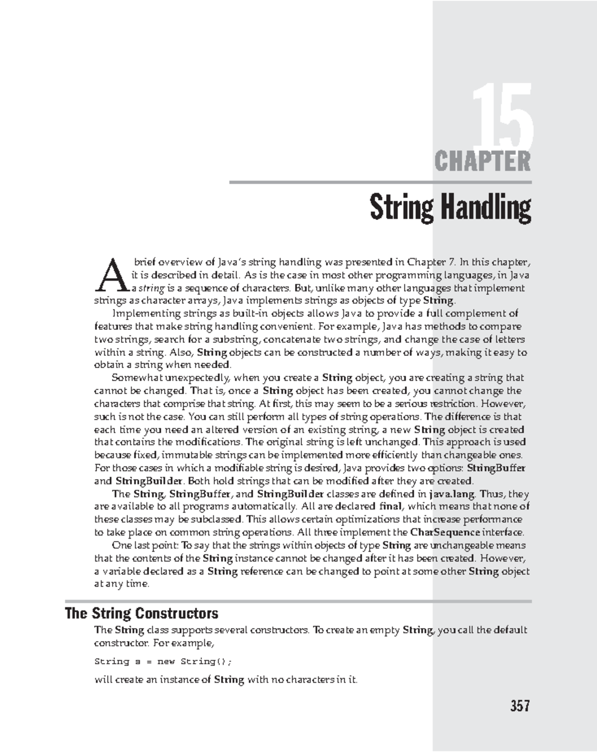 Java The Complete Reference - 15 String Handling A brief overview of ...