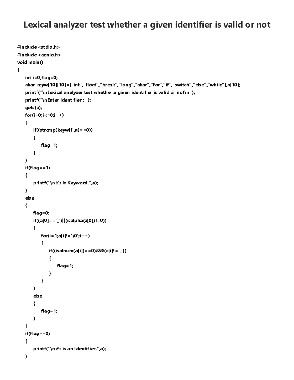 Cse224labreport - CSE 224 LAB REPORT - Lexical analyzer test whether a ...