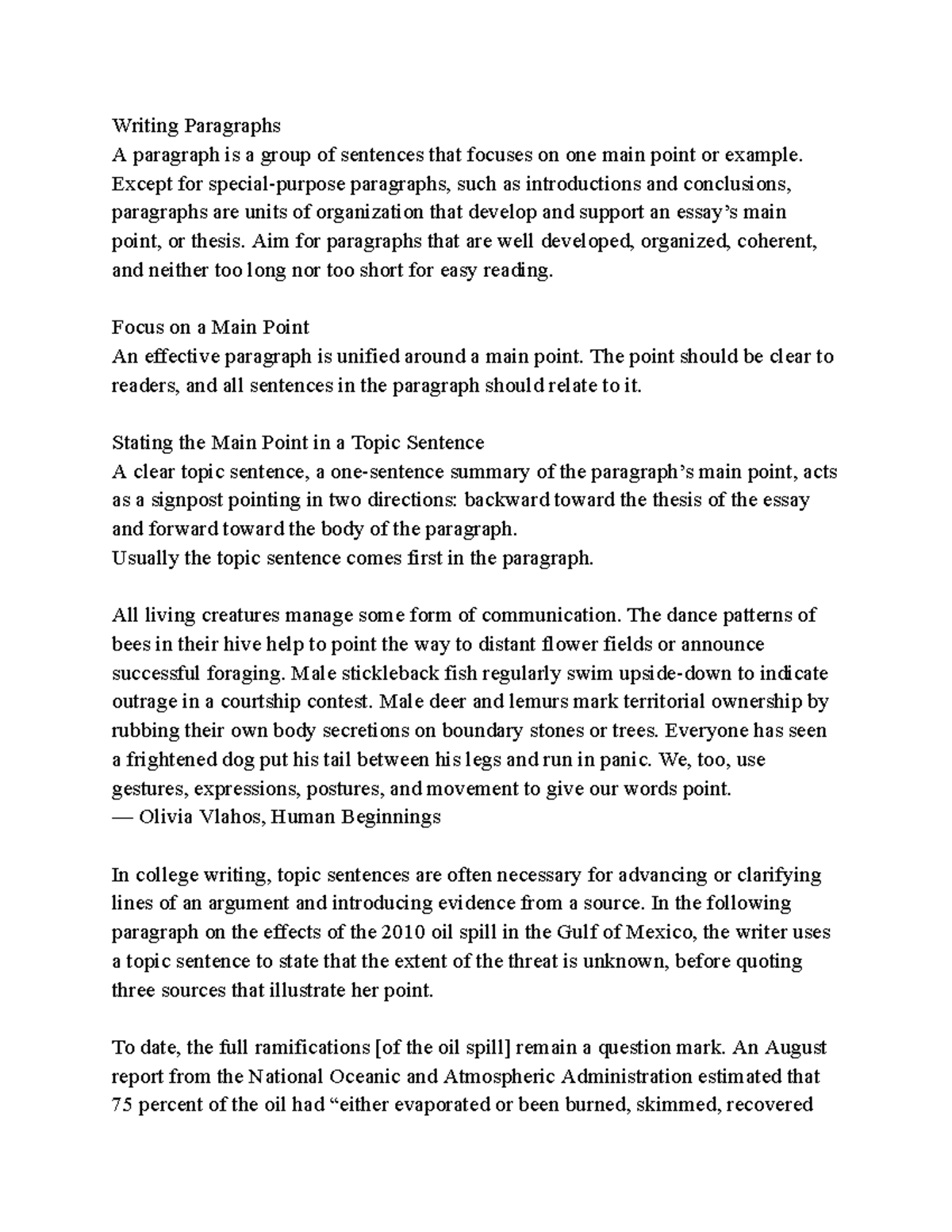 Rhetoric and Composition notes 5 - Writing Paragraphs A paragraph is a ...