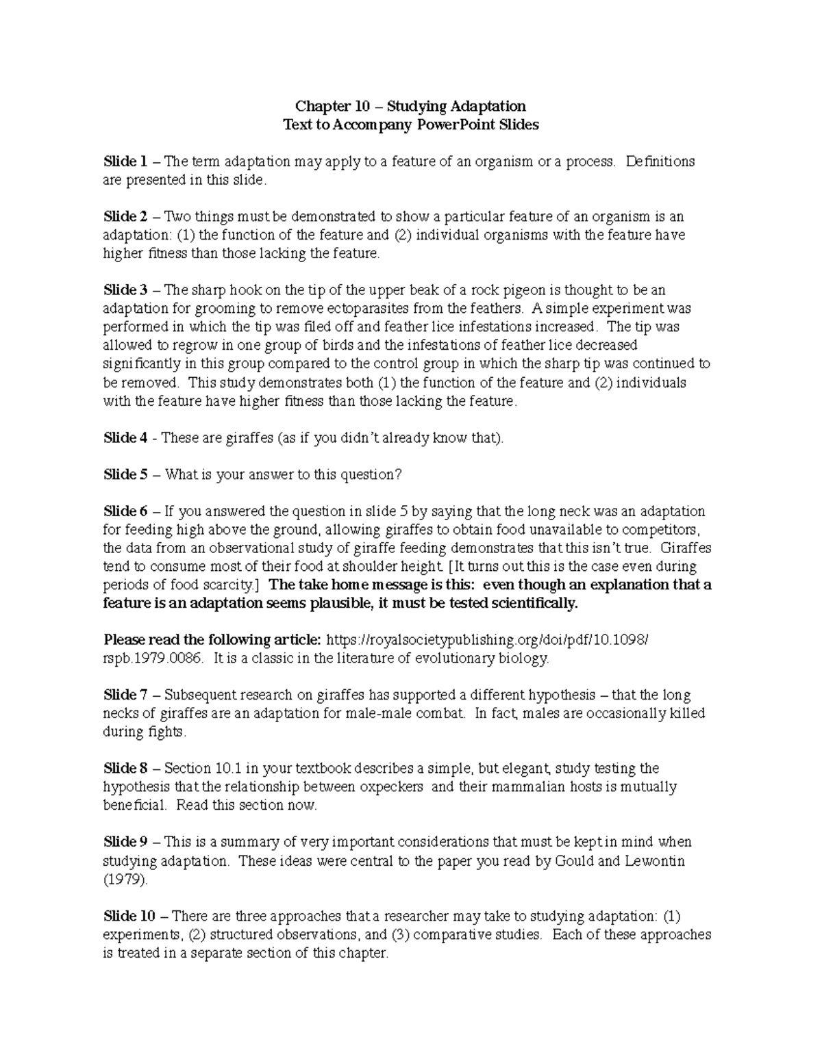 Chapter 10 Narrative of Power Point Slides - Chapter 10 – Studying ...