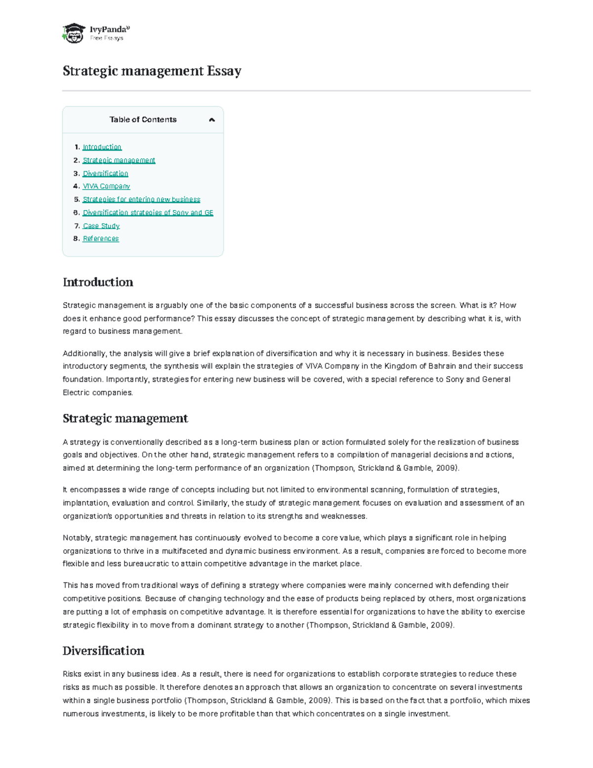 Strategic management - 1670 Words Essay Example - Strategic management ...