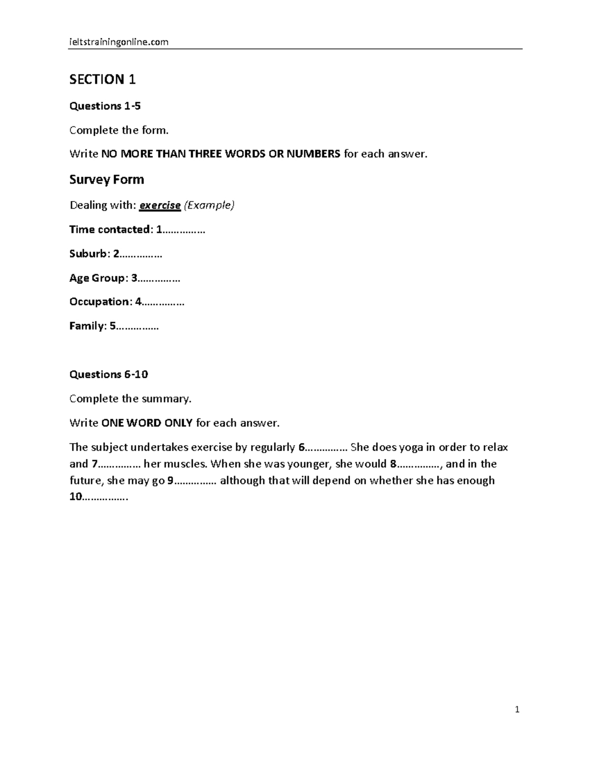 Ielts Recent Actual Test With Answers Practice Test 04 - SECTION 1 ...