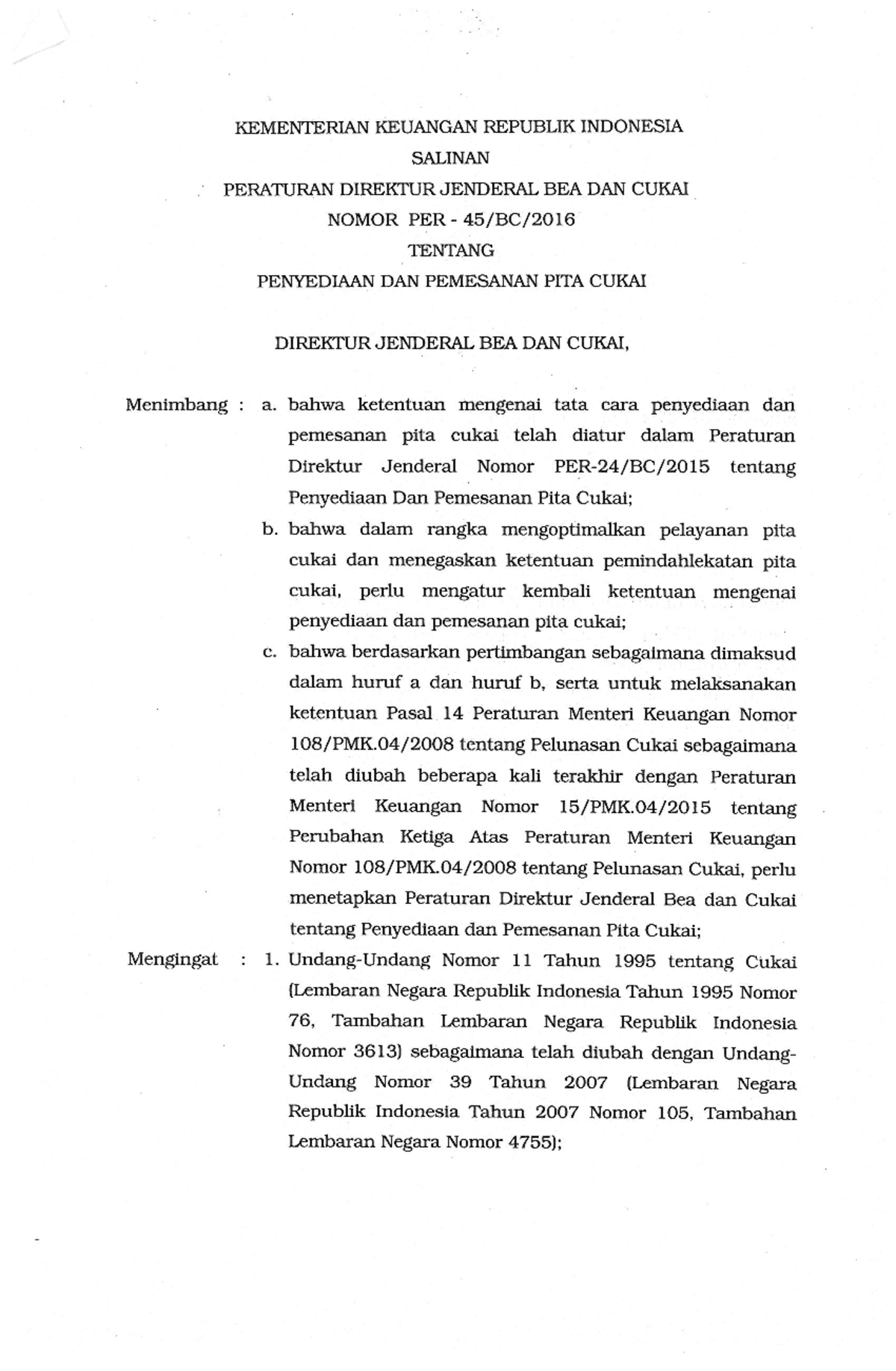 Per 45 bc 2016 - Peraturan - materi utbk - Studocu