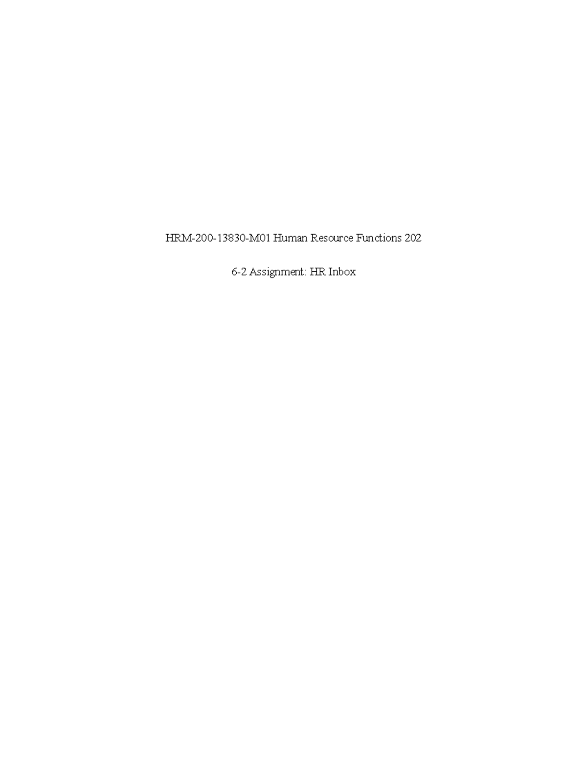 HRM 6-2 HR Inbox - HRM-200-13830-M01 Human Resource Functions 202 6-2 ...