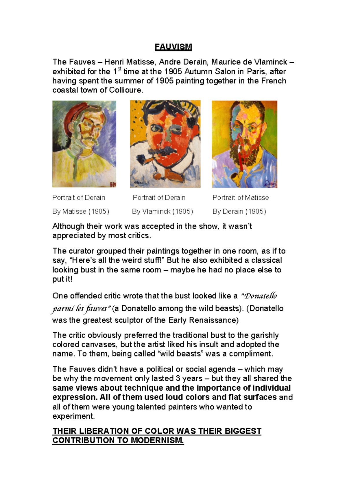 Fauvism - FAUVISM The Fauves – Henri Matisse, Andre Derain, Maurice de ...