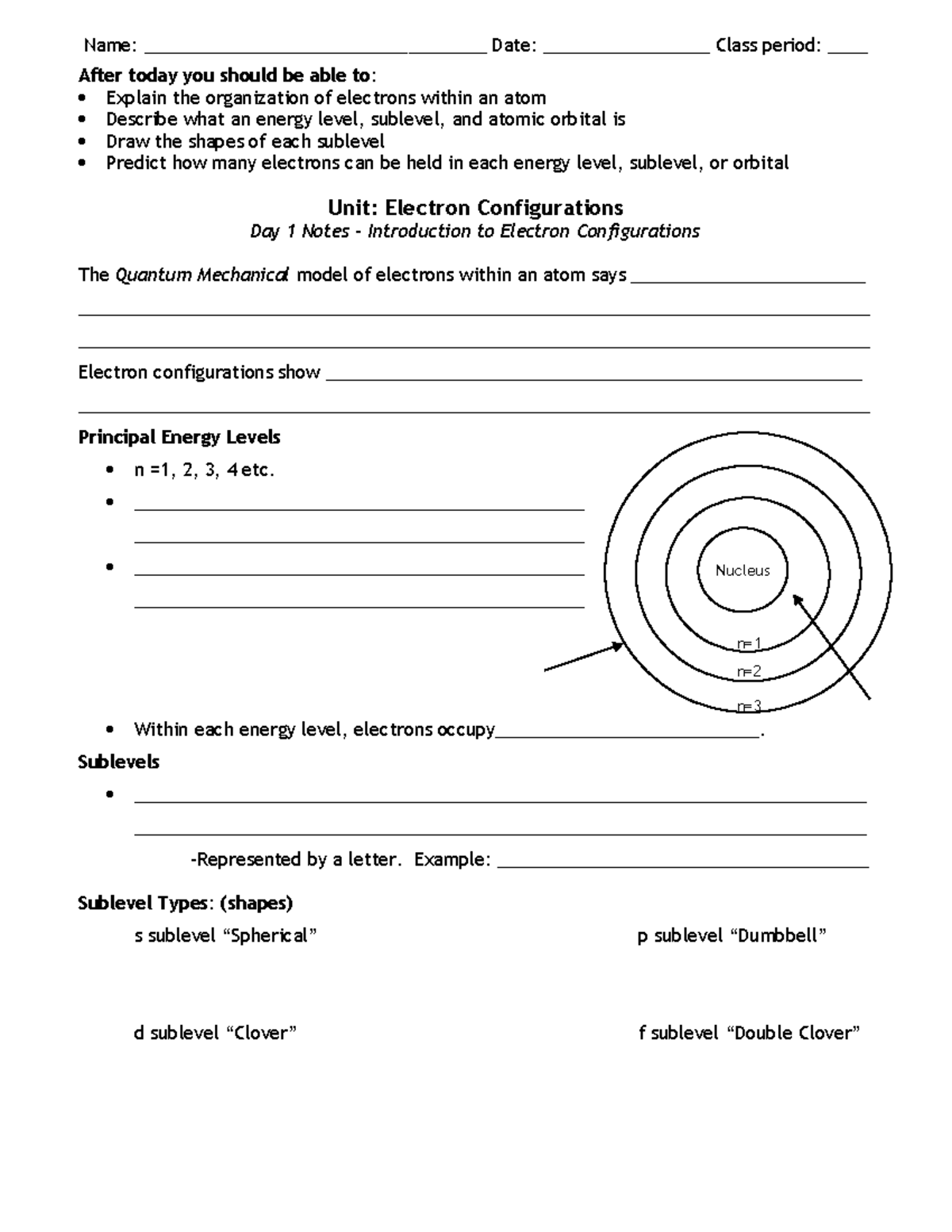 Denico Knight - Guided Notes-Intro To Electron Configurations - Name ...