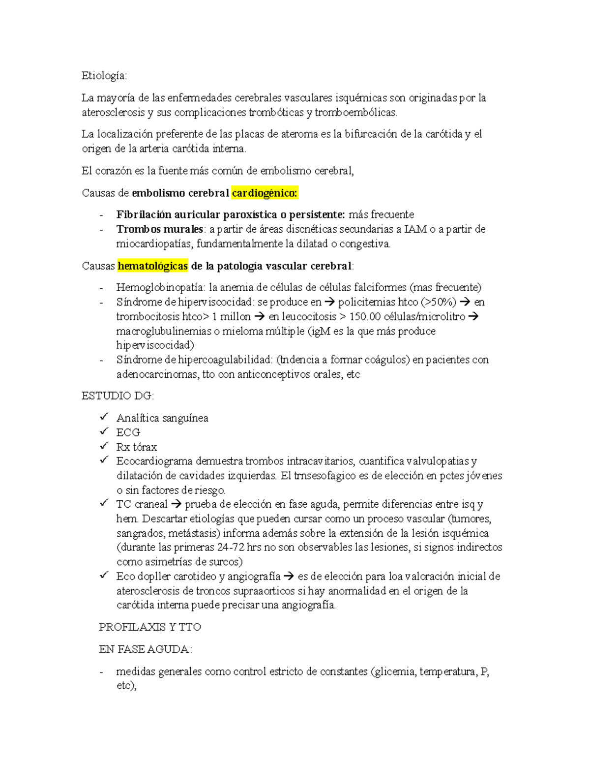 Resumen ACV - Etiología: La mayoría de las enfermedades cerebrales ...