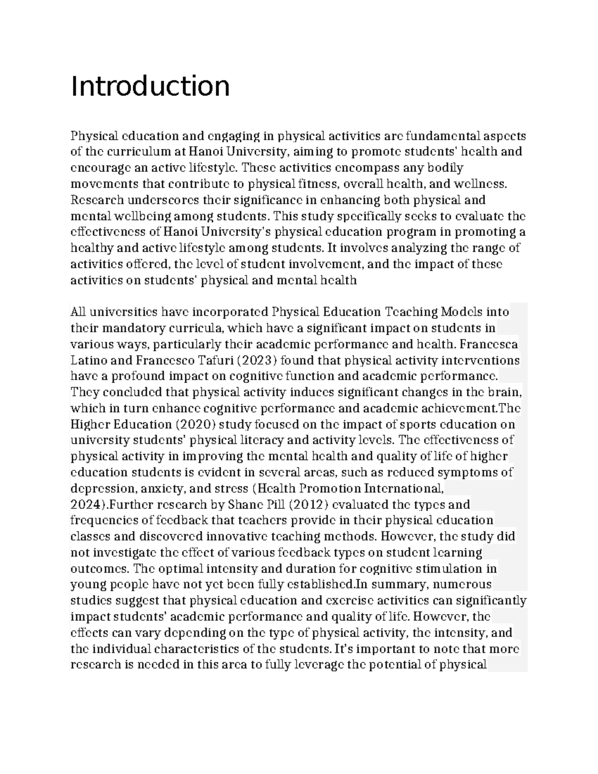 Introduction-reseaarch - Introduction Physical education and engaging ...