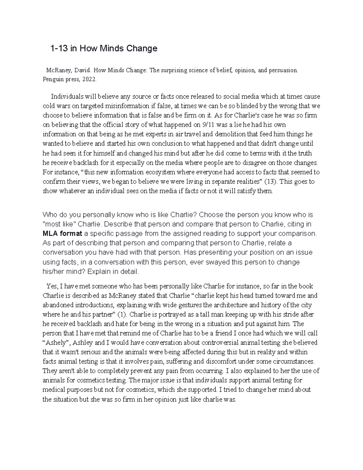 1-13 in How Minds Change - 1-13 in How Minds Change McRaney, David. How ...