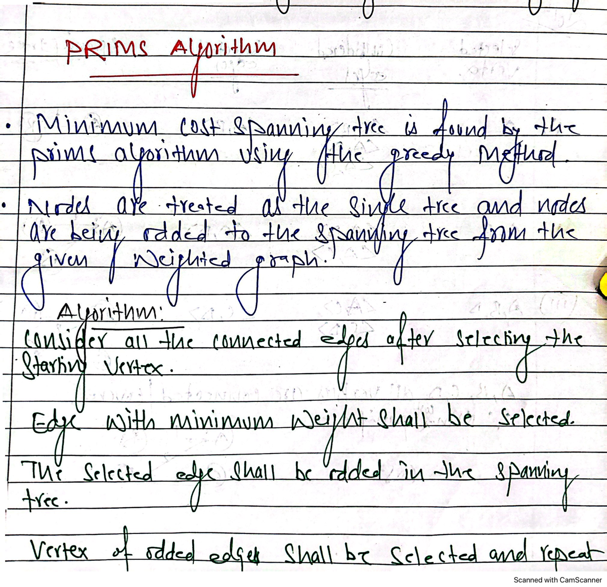 Prims algorithm - Bachelor of Computer Application - Studocu