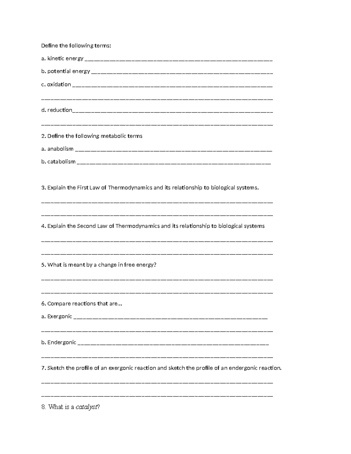 Chapter 8 Activity (study guide) questions - Define the following terms ...