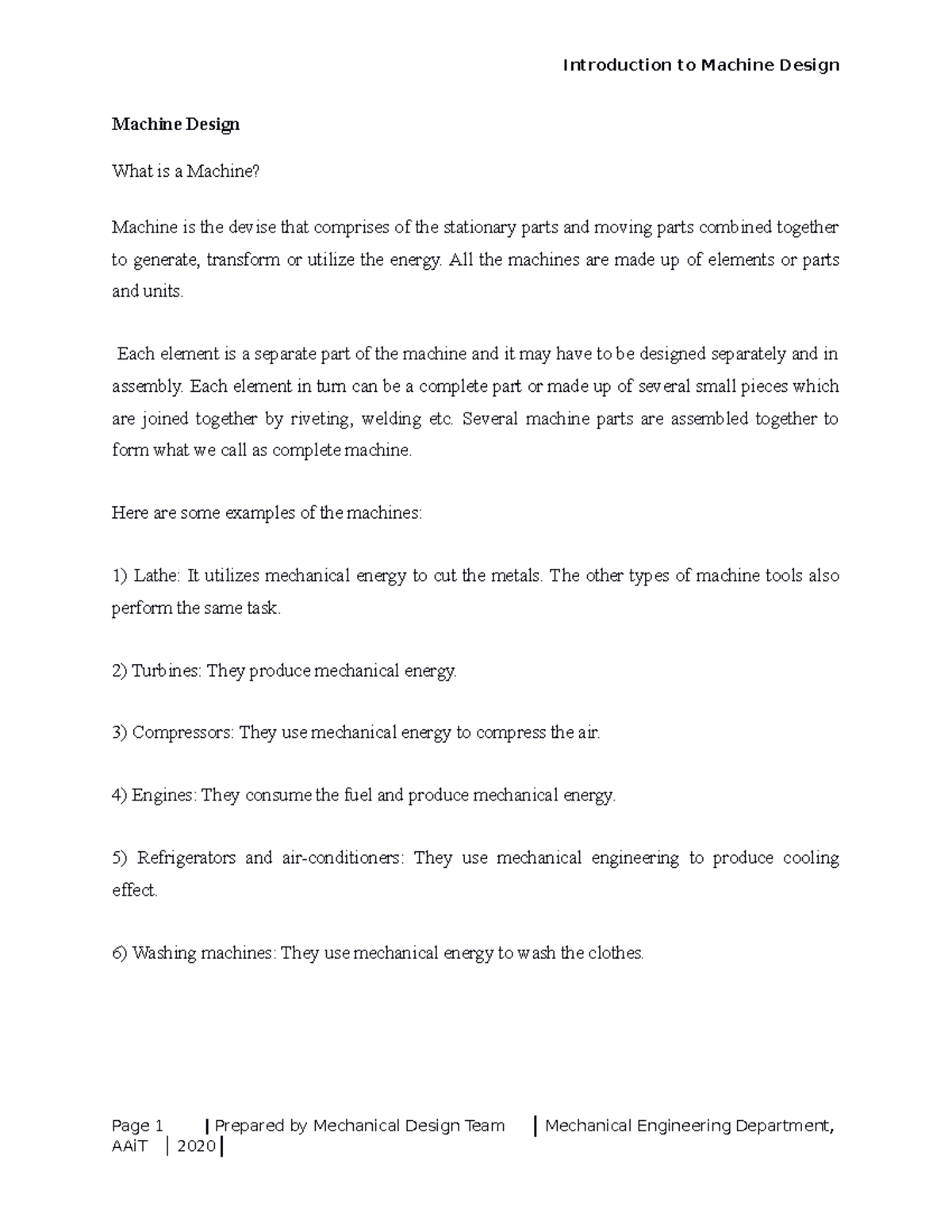 Introduction to Machine Design - Machine Design What is a Machine ...