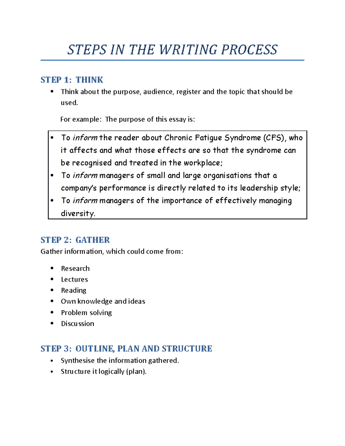 Steps IN THE Writing Process STEPS IN THE WRITING PROCESS STEP 1 steps-in-the-writing-process-steps-in-the-writing-process-step-1