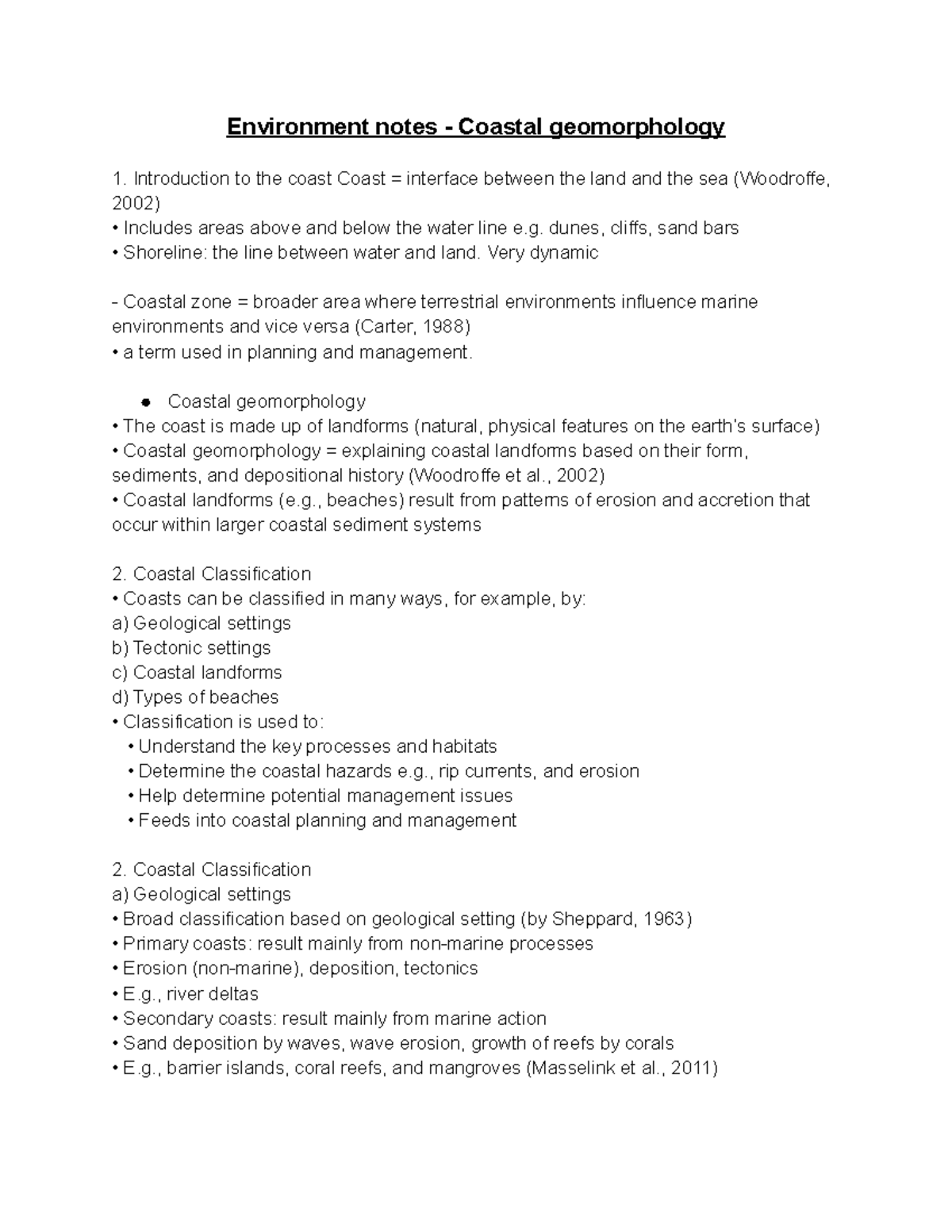 Environment notes - Coastal geomorphology - Environment notes - Coastal ...