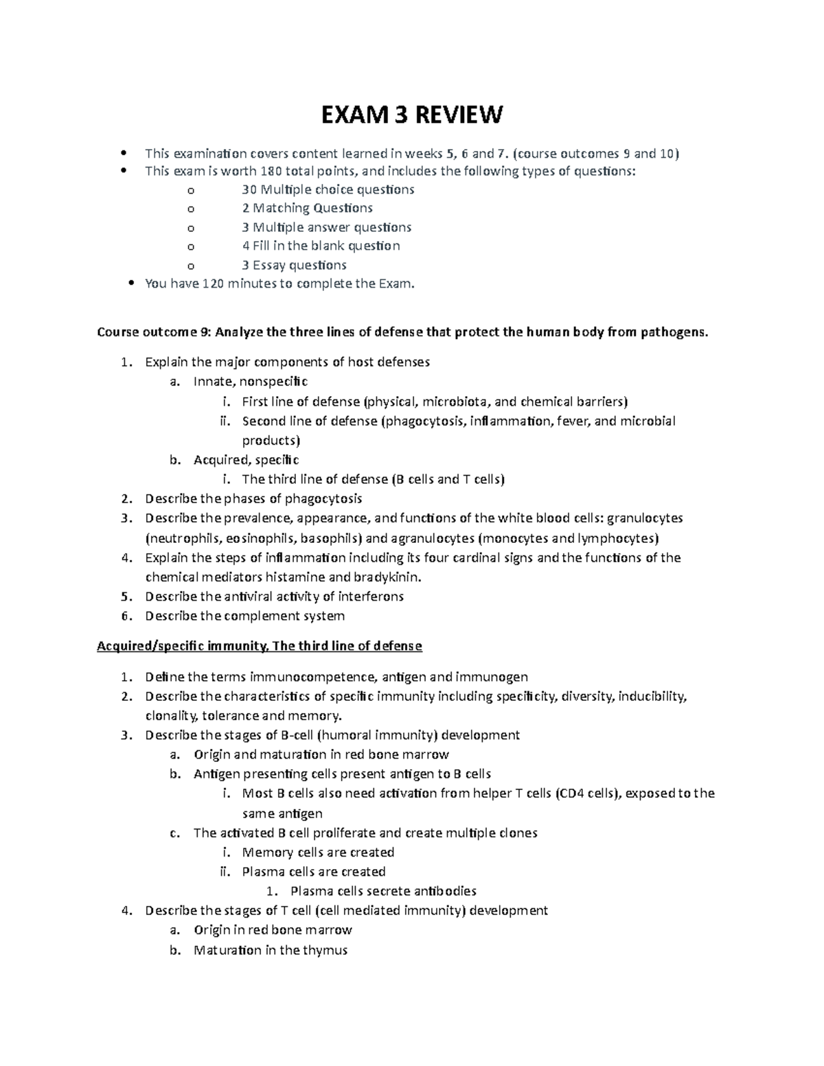 Review Exam 3 - EXAM 3 REVIEW This examination covers content learned ...