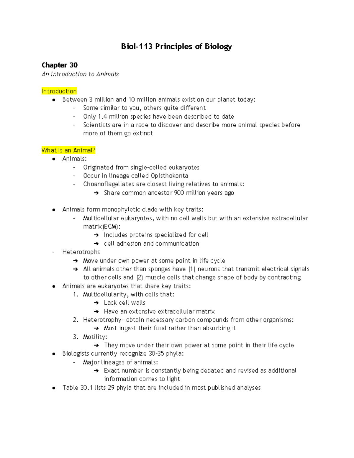Biol-113 Principles of Biology Chapter 30 - Fossils 2. Comparative ...