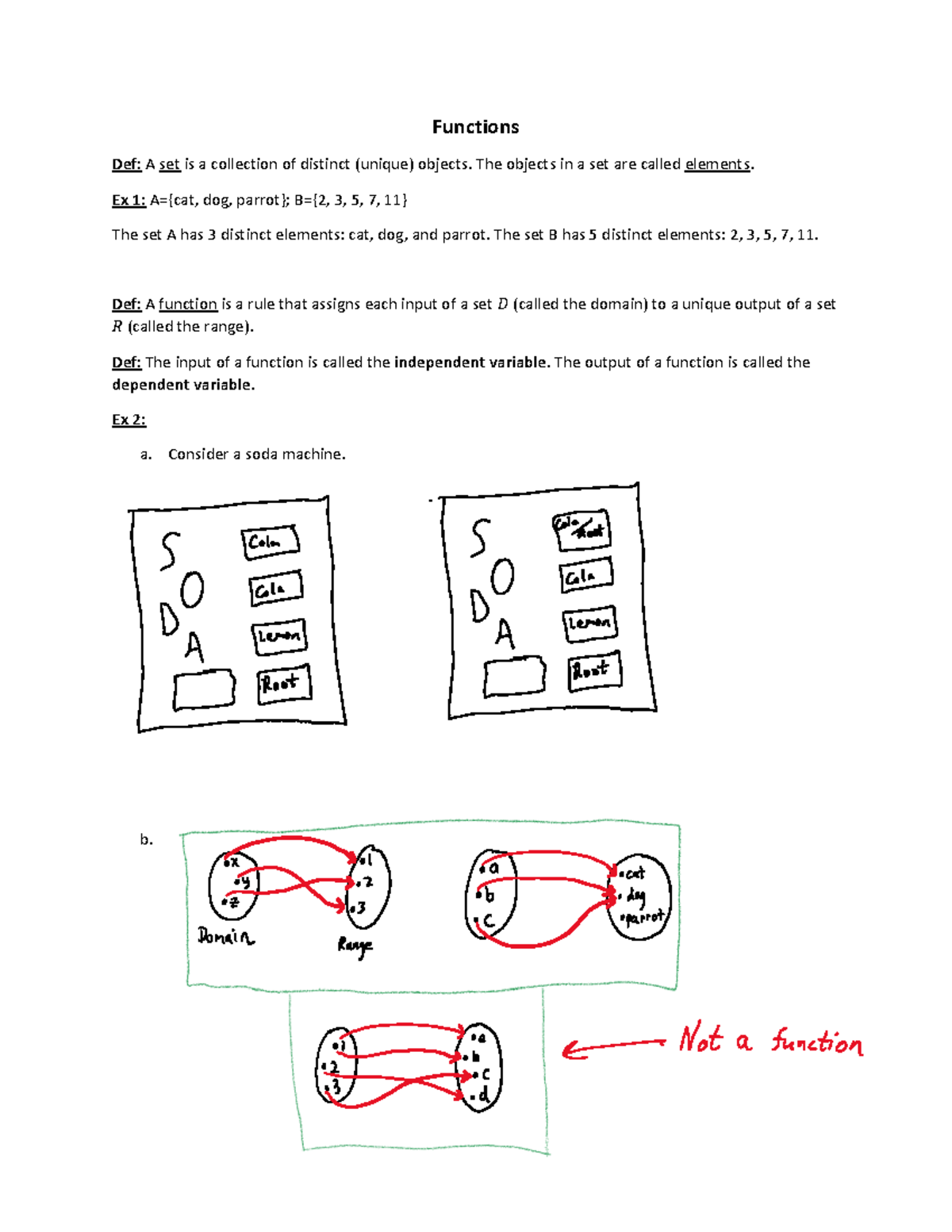 1.3 Functions - Ivanova - Functions Def: A set is a collection of ...