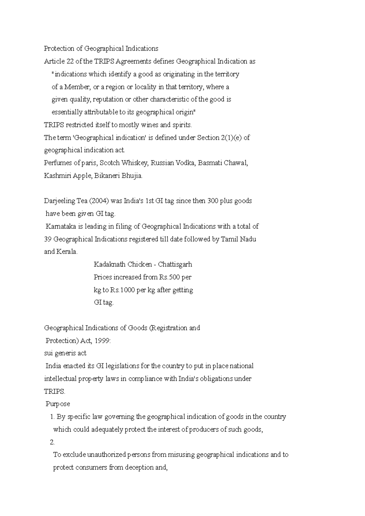 IPR Notes ipr notes - Protection of Geographical Indications Article 22 ...