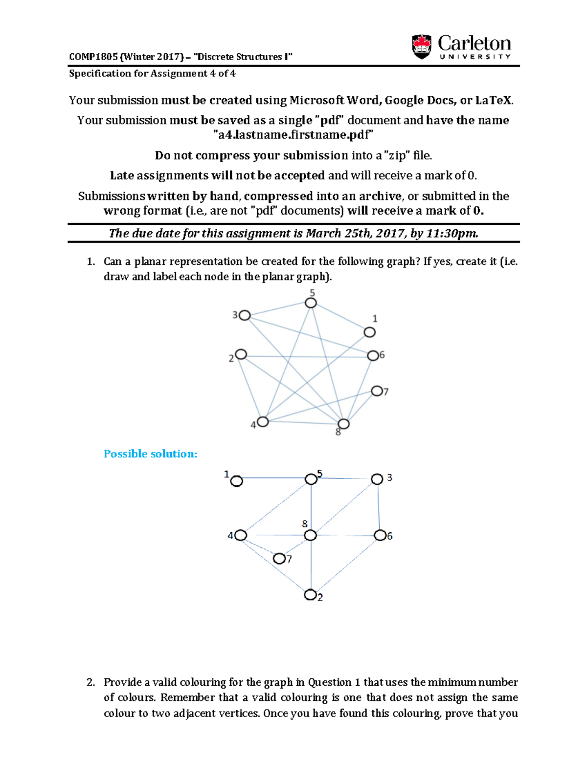 COMP1805 Assign 04 (Model Solutions) - Specification for Assignment 4 of 4 Your submission must ...