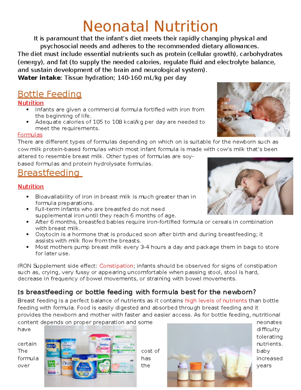 Neonatal Nutrition - 2020-2021 - Neonatal Nutrition It is paramount ...