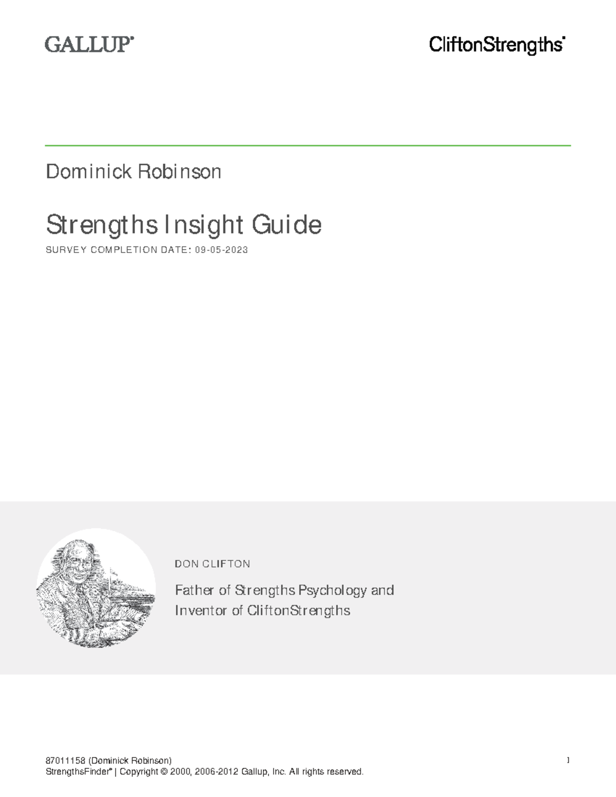 Clifton Strengths - Dominick Robinson Strengths Insight Guide SURVEY ...
