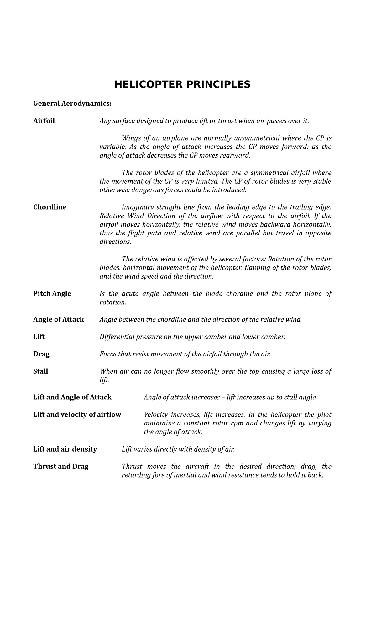 Helicopter Design Principles - HELICOPTER PRINCIPLES General ...