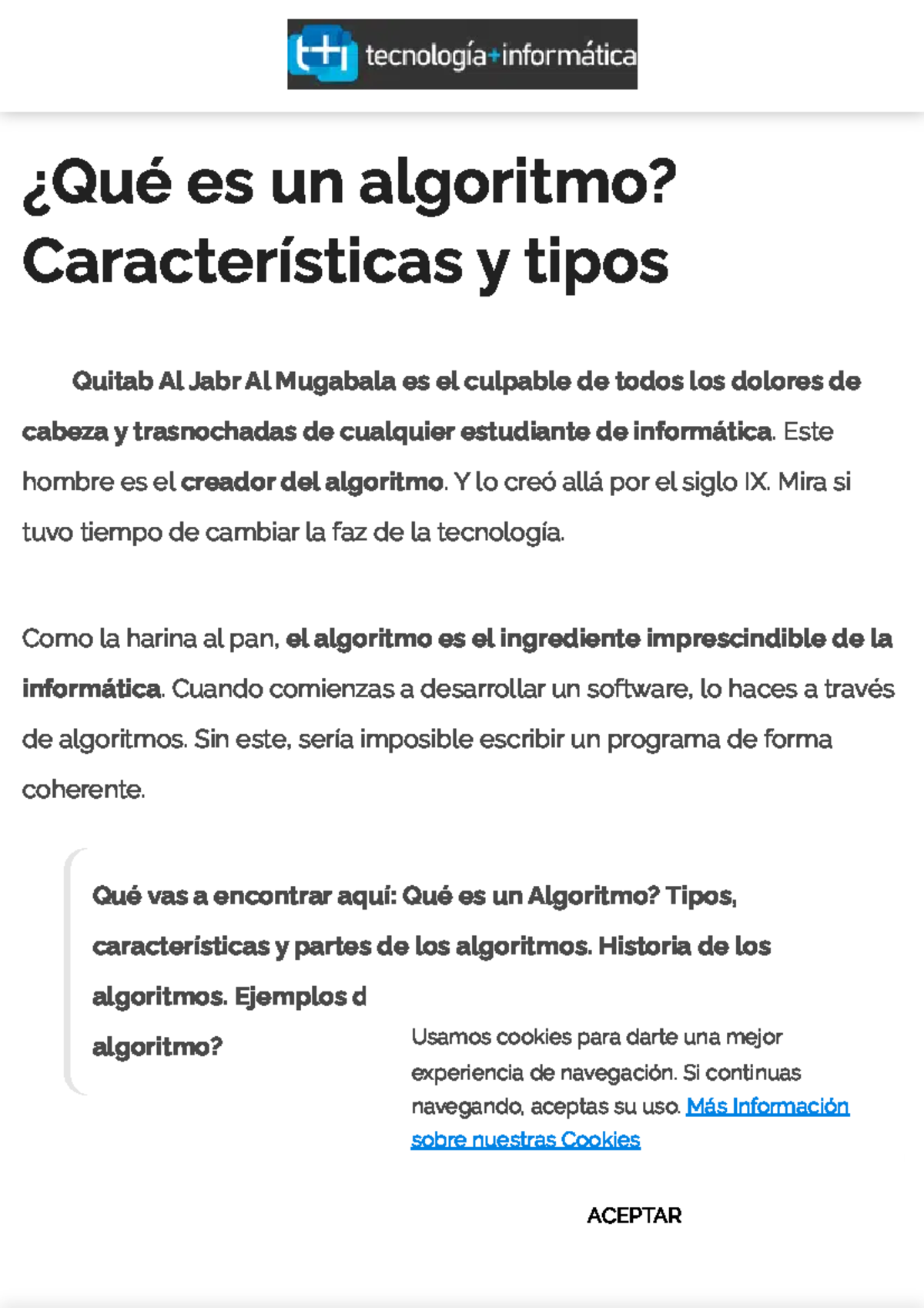 Algoritmo Qué es Tipos Tecnología + Informática - ¿Qué es un algoritmo? Características y tipos ...