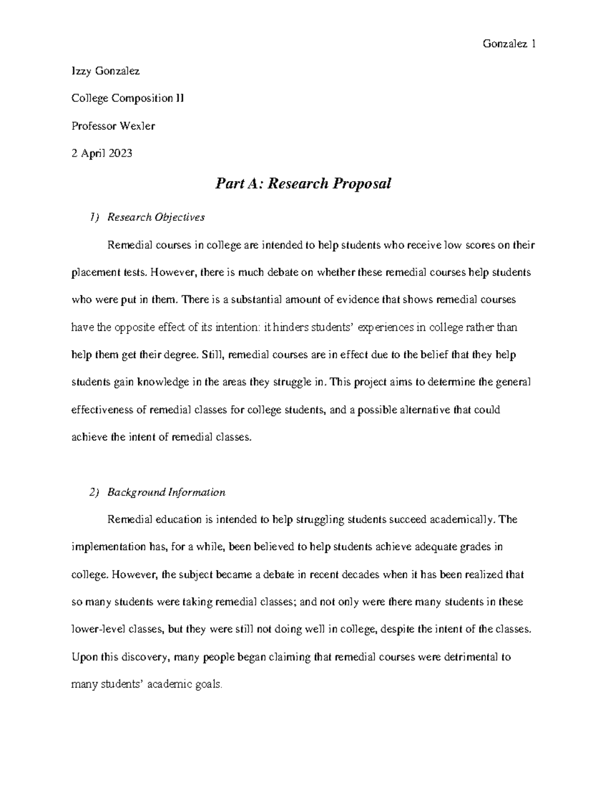 College Composition II Unit 5 Assignment - Izzy Gonzalez College ...