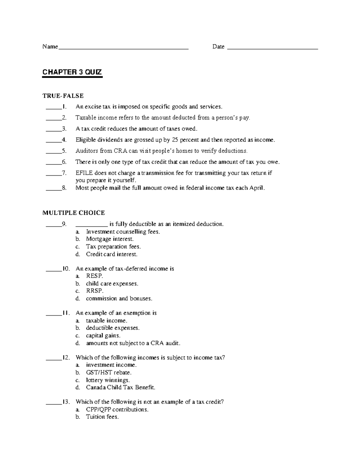 Chapter 3 Practice Questions - Name ...